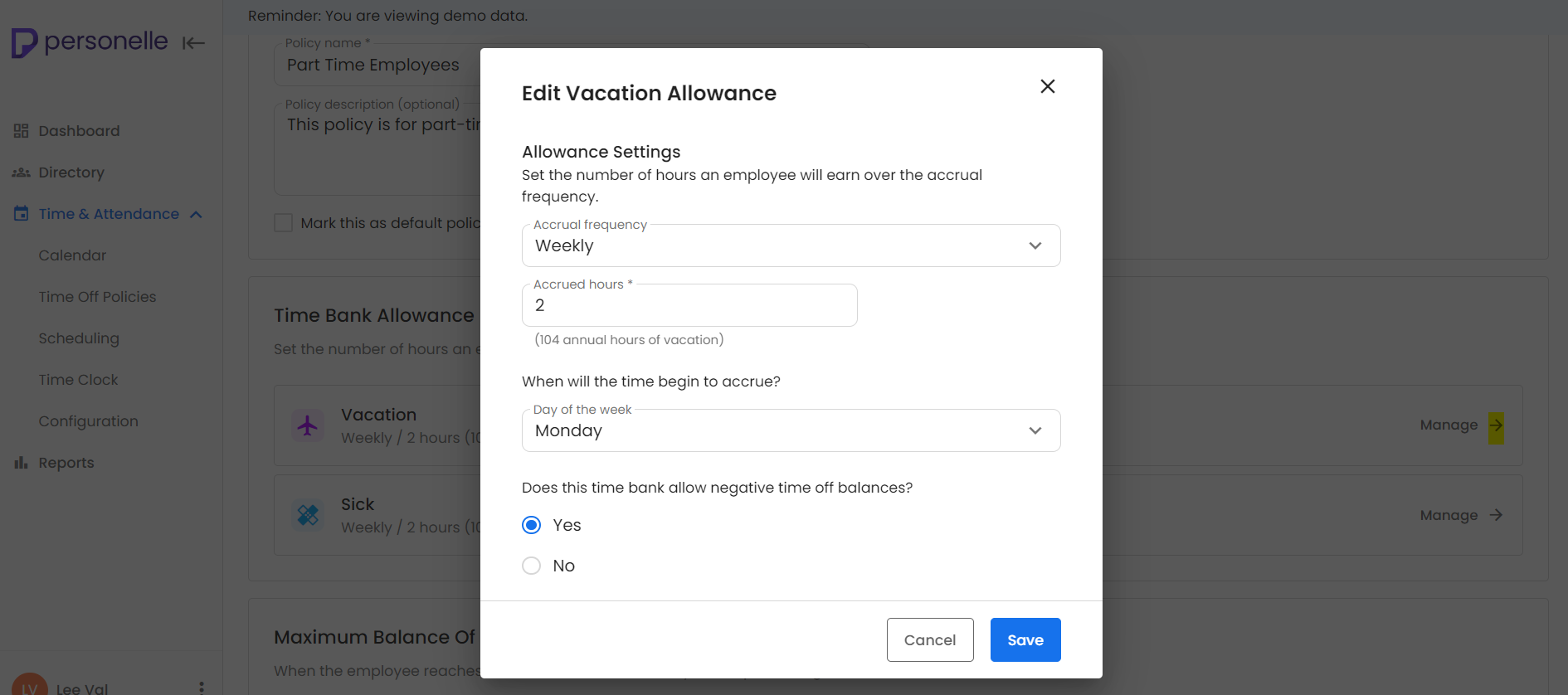 Time Off Policies – Personelle